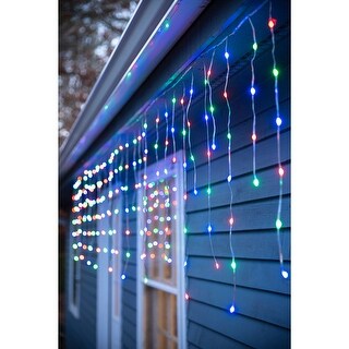 Indoor/Outdoor Smart RGB LED Icicle String Lights 146"Wx28"H - Bed Bath ...