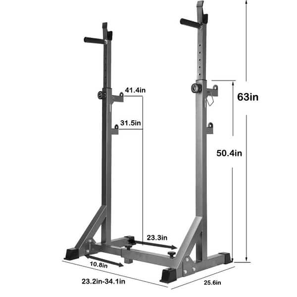 Adjustable Barbell Rack Weight Lifting Bench Press Squat Rack Pull- Up ...