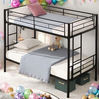 Bunk Bed Twin Over Twin Size with Ladders and Guardrail, Space Saving ...