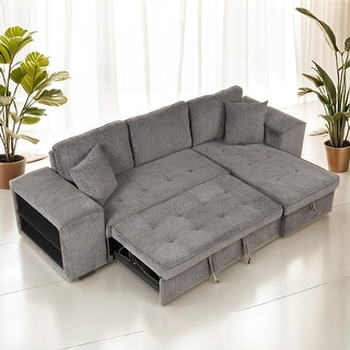 Pull Out Sleeper Sofa With Storage Chaise and 2 Stools - Bed Bath ...