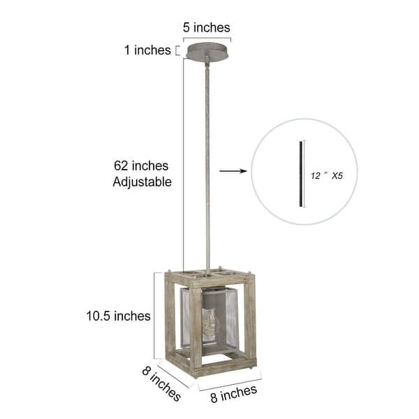 Farmhouse 1-Light Wood Cage Pendant Lights for Kitchen Island - D7.9" x ...