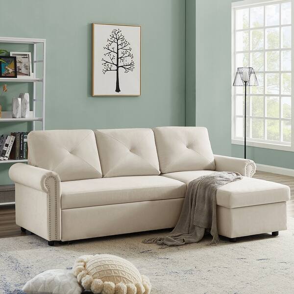 83" Sleeper Sofa Bed Convertible Sectional Couch 3-seater L-shape ...
