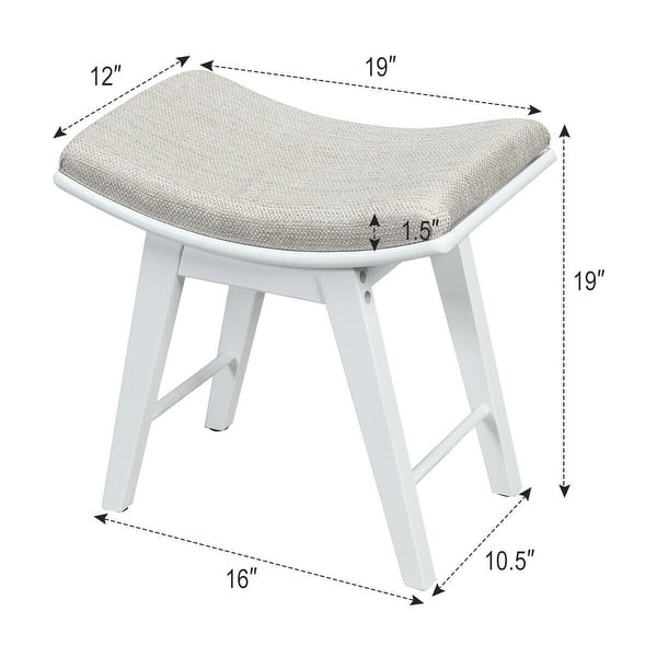 Modern Dressing Makeup Stool with Concave Seat Rubberwood Legs - 19" x ...