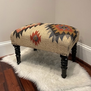 HERAT ORIENTAL Handmade Upholstered Wool Footstool - Bed Bath & Beyond ...