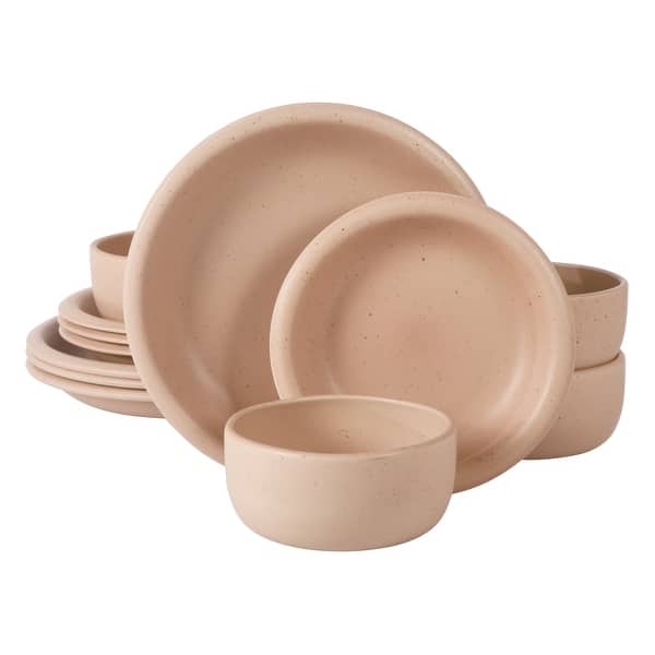 Bloomhouse Corsica Clay 12 Piece Stoneware Reactive Glaze Dinnerware ...