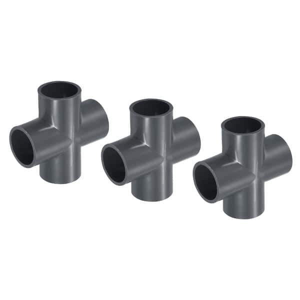 3pcs 1" PVC Water Pipe Fittings 4 Way Tee Cross Joint Connectors ...