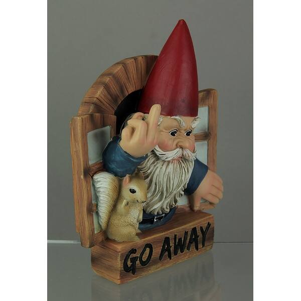 Grumpy Gnome And Squirrel Rude Gesture Go Away Wall Hanging - Bed Bath ...