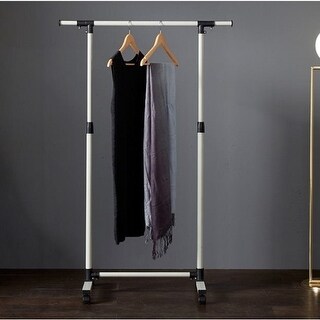 Short Clothing Racks for Hanging Clothes with Bottom Shelves and Wheels ...