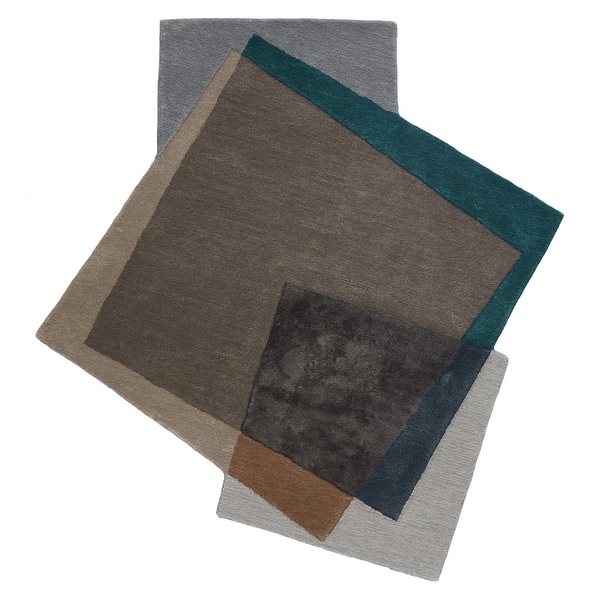 Connie Handmade Geometric Gray/ Teal Area Rug - Bed Bath & Beyond ...