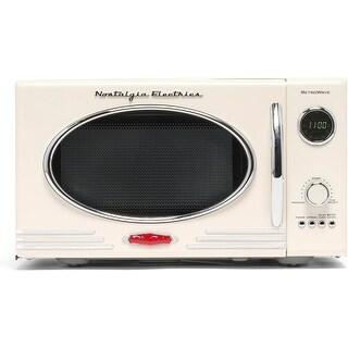 0.9 Cu Ft Retro Microwave with 800W, LED Display & Ivory Interior ...