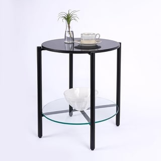 Aurora Home Marble and Glass 2 Tier Accent Table - Bed Bath & Beyond ...