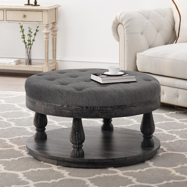 Plush round ottoman store