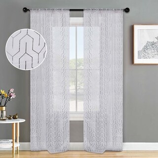 Superior Contemporary Geometric Trellis Sheer Curtains, Rod Pocket or ...