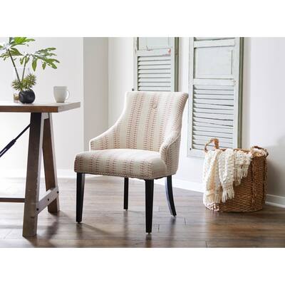 Cream/ Red Geometric Upholstered Dining Chair - Overstock - 31507591