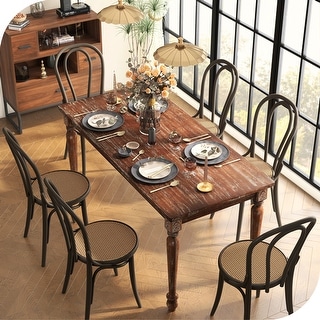 63-inch 71-inch Solid Wood Dining Table Distressed Brown - Bed Bath ...