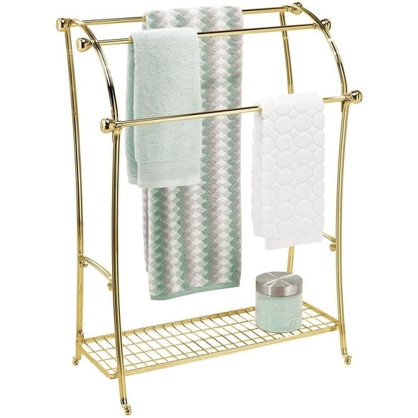 3 Tier Large Standing Metal Bathroom Towel Holder Stand with Shelf ...