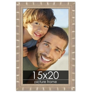 15x20 Bamboo Silver Complete Wood Picture Frame with UV Acrylic, Foam ...