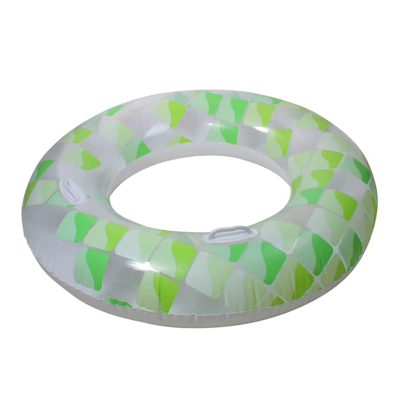 Inflatable Green and Clear Geometric Swimming Pool Inner Tube Ring 47 ...
