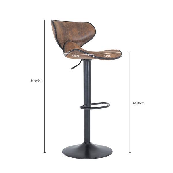 Brown Tech Fabric Adjustable Counter Height Bar Stools with Footrest ...