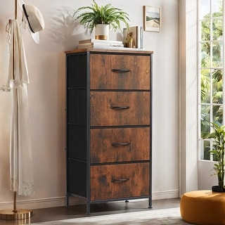 4-Tier Drawer Brown Fabric Organizer Storage for Bedroom, Living Room ...