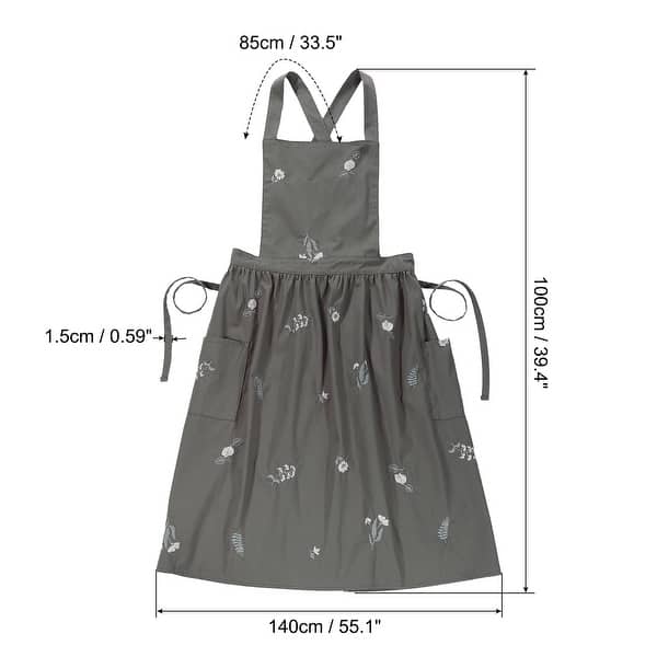 Cotton Aprons, 100 x 140cm Adjustable Bib Kitchen Apron with Pockets ...