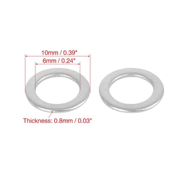M6 x 10mm x0.8mm Stainless Steel Car Fastener Sealing Flat Washer ...