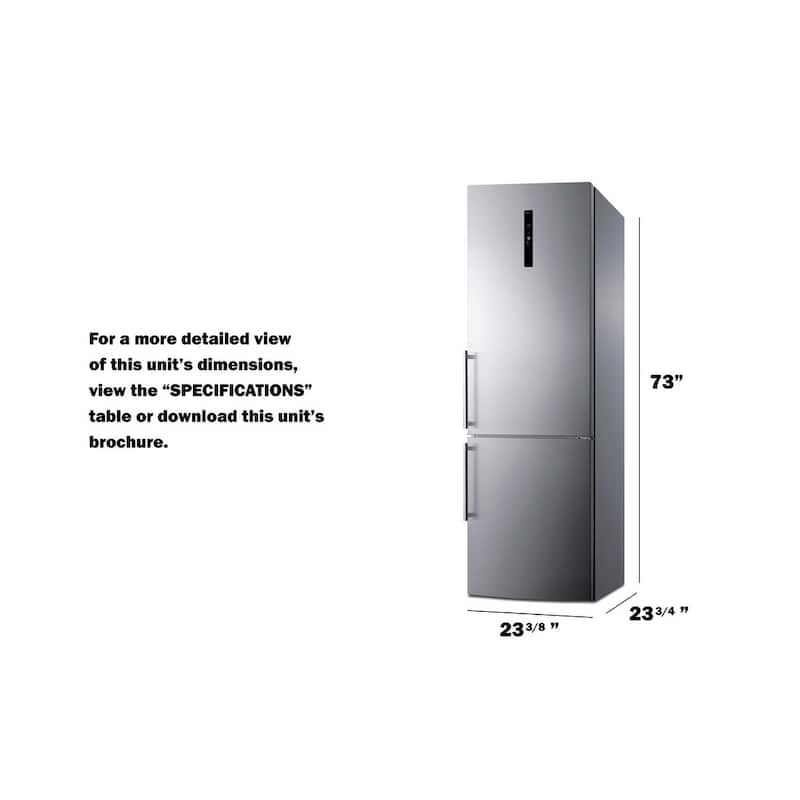 Summit FFBF249SS2IM 24" Wide 10.6 Cu. Ft. Bottom Freezer Refrigerator ...
