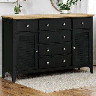 Sleek Buffet Cabinet with Adjustable Shelves and Louver Design - Bed ...