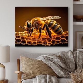Designart "Bee Flying II" Animals Bee Canvas Wall Art - Bed Bath ...