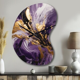 Purple and Gold Liquid Magic II - Abstract Wall Clocks in Asymmetrical ...