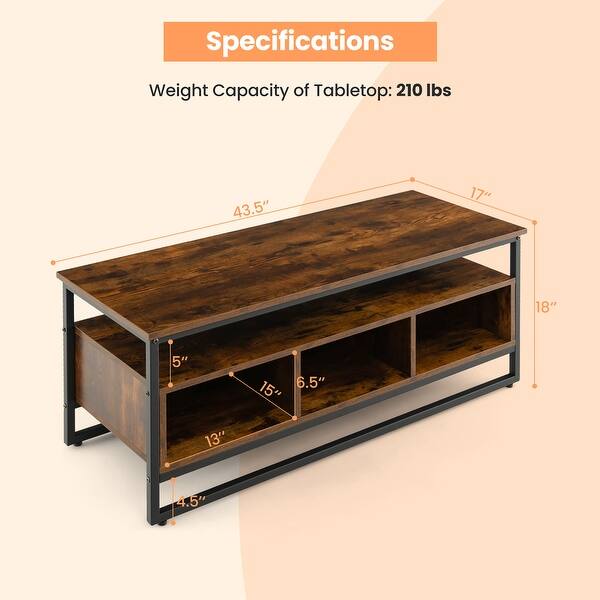 Costway Industrial Coffee Table Metal Frame Center Table with Open ...
