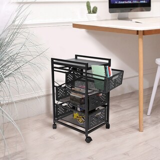 Black Mesh Vertical File Cabinet Cart with 3 Drawers - Bed Bath ...
