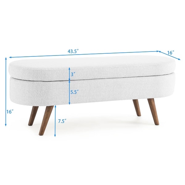 Ottoman Oval Settees Flip Top Storage Bench with Rubber Wood Legs ...