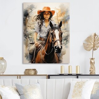 Designart "Cowgirl Trailblazing Spirit" Cowgirls Metal Wall Art Prints ...