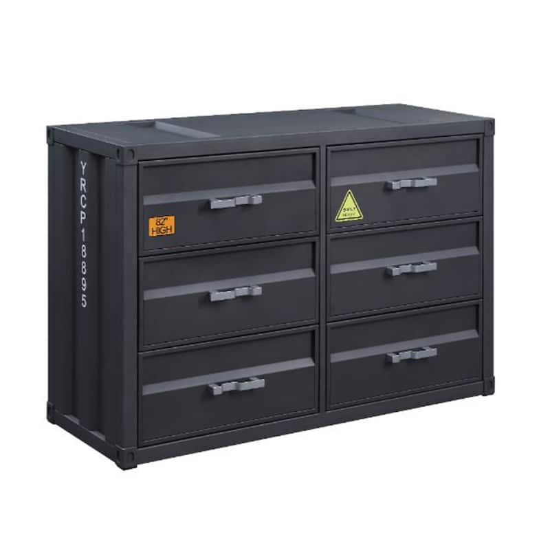 Dresser with 6 Metal Drawers and Container Style, Gray - Overstock ...