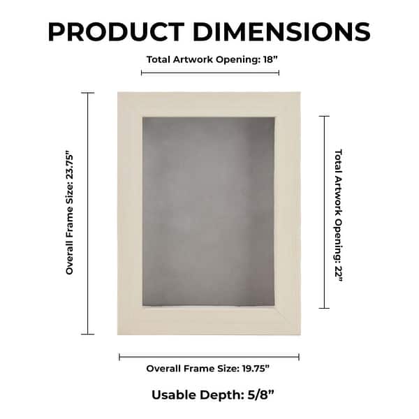 18x22 Shadow Box Frame White Washed Wood | 3/4" Usable Display Depth ...
