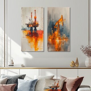Orange Grey Fueling The Future Oil Rig I - Oil Rigs / Fields Wall Art ...