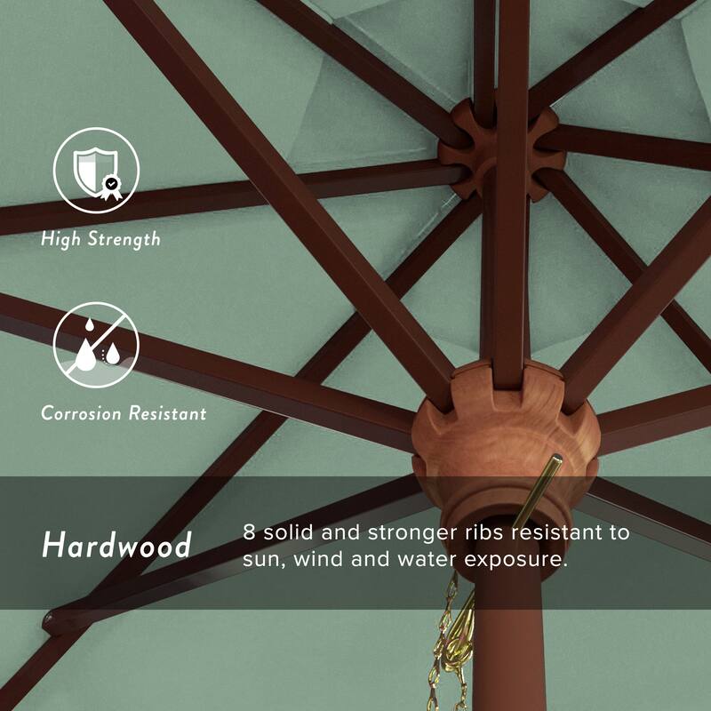 California Umbrella 7.5' Round Marenti Wood Frame Patio Umbrella with ...