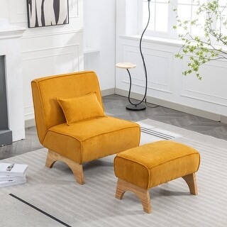 Accent Chair with Ottoman lounge Armless chair Upholstered Reading ...