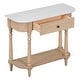Retro Narrow Console Table with Curved Corner, Top Drawer & Open Shelf ...