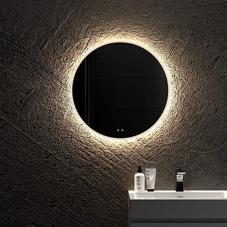 Round Frameless Dimmable Wall Mounted LED Bathroom Vanity Mirror - Bed ...