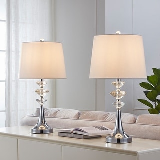 KAWOTI 25 inch Table Lamp Set with Fabric Lamp Shade(Set of 2) - W13 ...