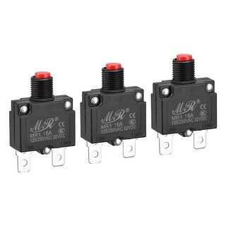 Circuit Overload Protector 16A AC125/250V DC32V Push Button 3pcs ...