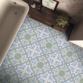 Handmade Baha in Blue, Green, Dark Grey Tile, Pack of 12 (Morocco ...