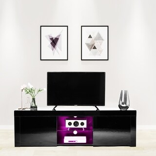 GZMR Black Morden TV Stand with LED Lights - Bed Bath & Beyond - 34347406