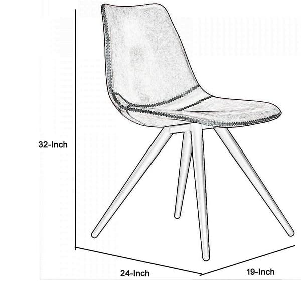 Leatherette Curved Dining Chair with Angled Legs, Set of 2, Brown and ...