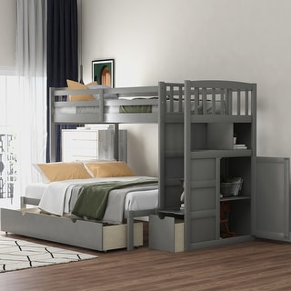 Space-saver Bunk Bed with Storage Shelves and Drawers - Bed Bath ...