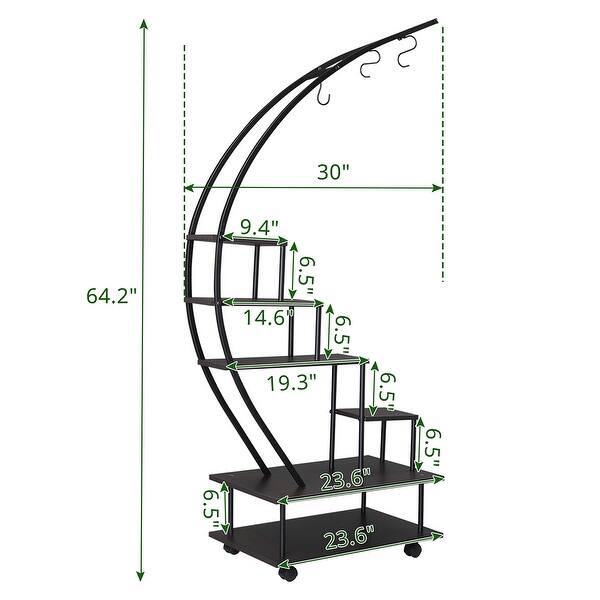 6 Tiers Semicircular Flower Rack Plant Stands with Wheels - Bed Bath ...