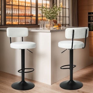 Sleek Design Bar Stools With Curved Backrest Set of 2 - Bed Bath ...