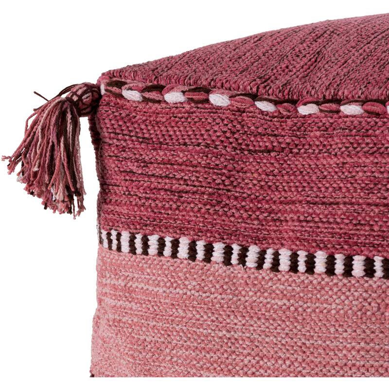 Geometric Ansley Square 18-inch Cotton/Chenille Cotton Pouf - Overstock ...